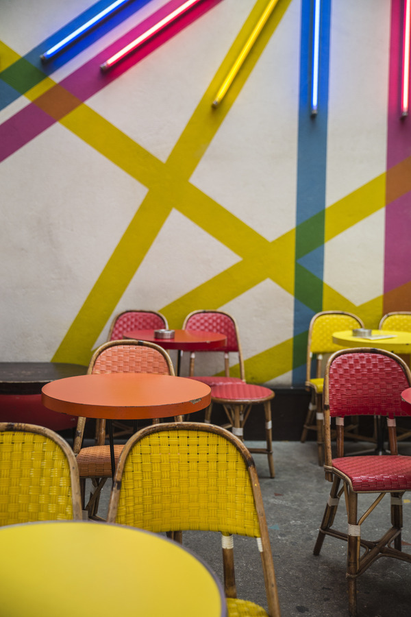 Colorful Parisian Cafe by Sivan Askayo on Artfully Walls | Artfully Walls