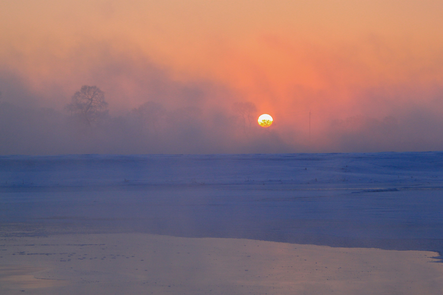 Pink Fog over the River by Phil Zhang on Artfully Walls | Artfully Walls