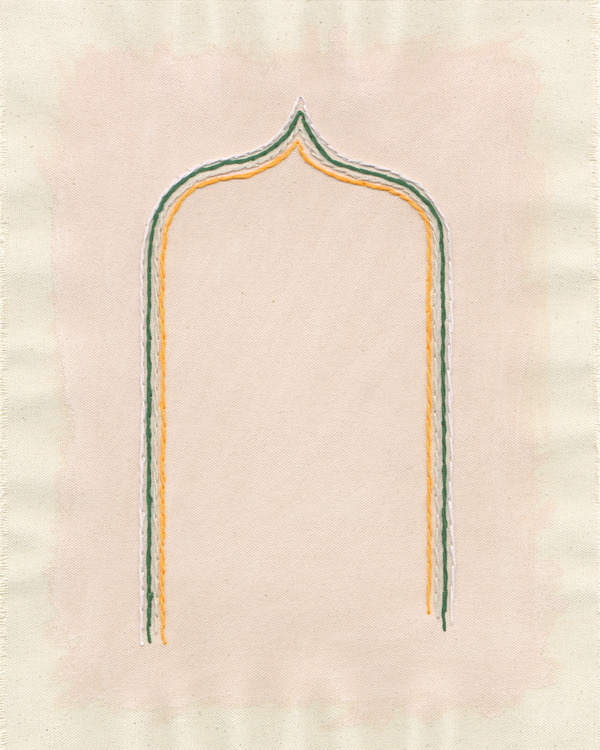 "Blush With Pink Arch" Minimalist Embroidery Print by Emily Keating ...