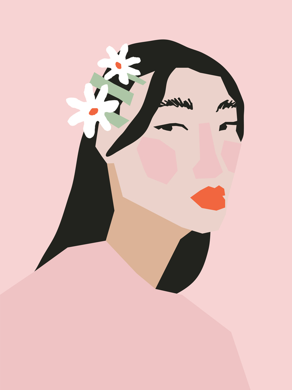 Girl with Flower by Emma Hall on Artfully Walls | Artfully Walls