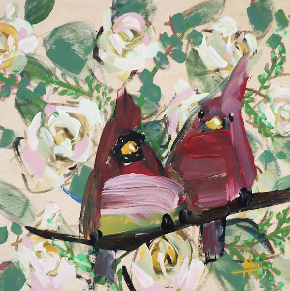 Two Cardinals and Roses by Angela Moulton on Artfully Walls | Artfully ...